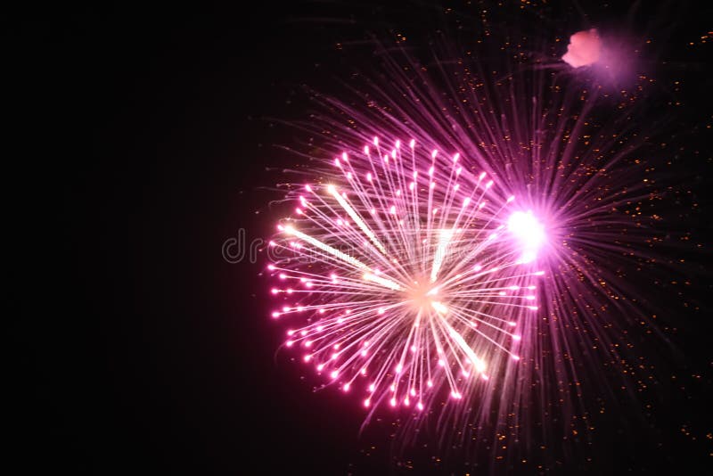 Beautiful Bright Fireworks Lighting Up Night Sky Stock Image - Image of ...