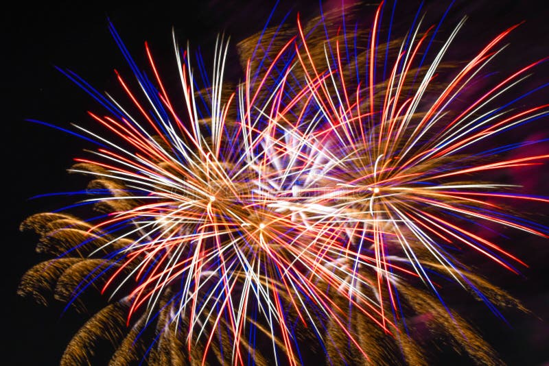 Beautiful Bright Fireworks Shining in the Night Sky Stock Photo - Image ...