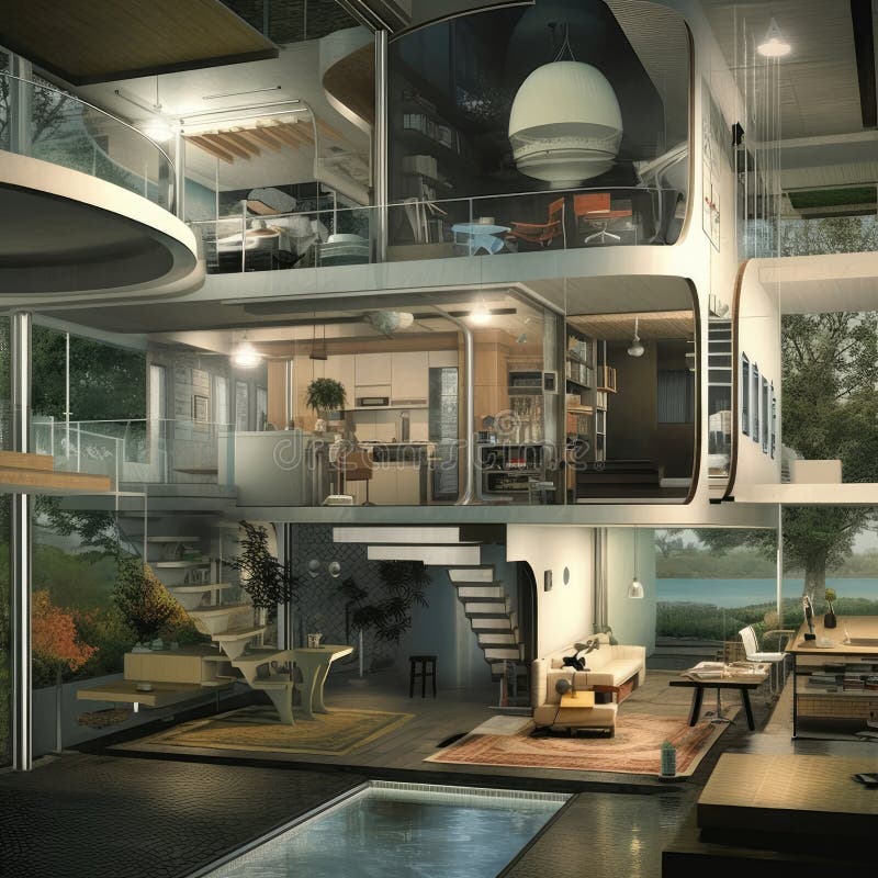 The Interior of the House of the Future Stock Illustration ...