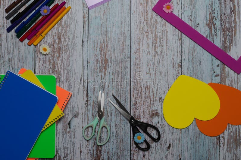 Beautiful Bright Layout of School Subjects Top View Stock Image - Image ...