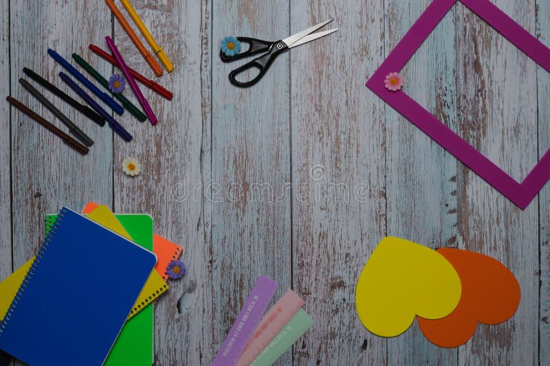 Beautiful Bright Layout of School Subjects Top View Stock Image - Image ...