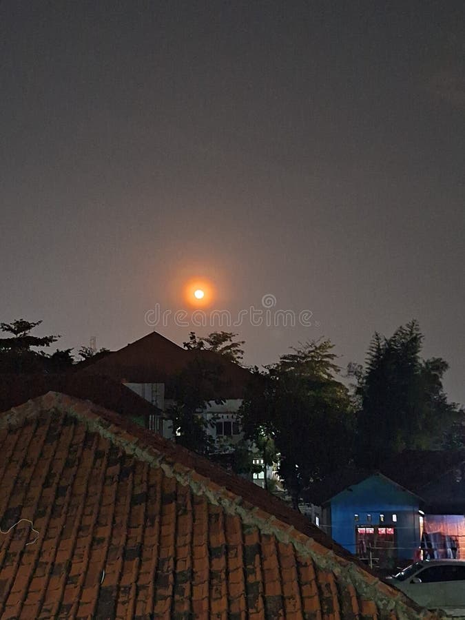 The Beautiful and Bright Moon Illuminates the Earth Stock Photo - Image ...