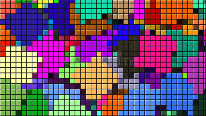 Beautiful Bright Mosaic with Square Particles, this is Computer ...