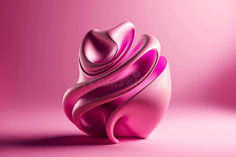 Beautiful Bright Pink Wavy Figure As 3D Render Abstract Geometric ...
