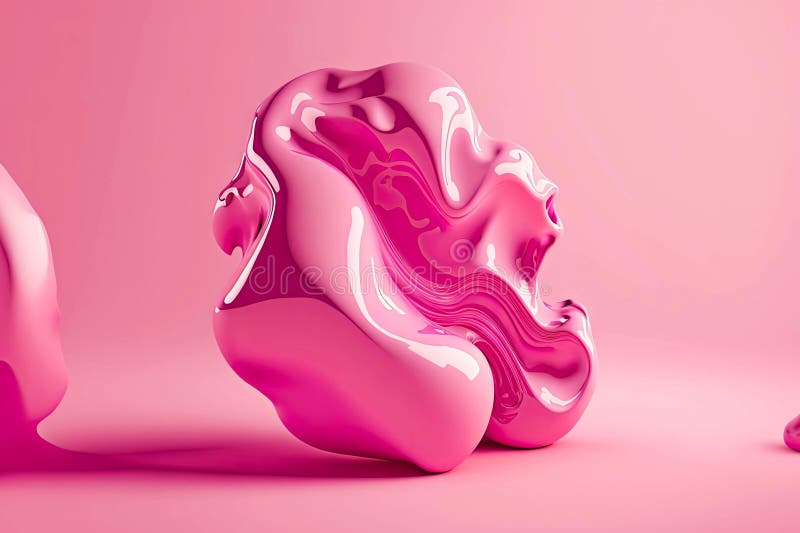 Beautiful Bright Pink Wavy Figure As 3D Render Abstract Geometric ...