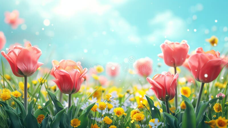 Beautiful Bright Poster for the Spring Holiday. Template without Text ...