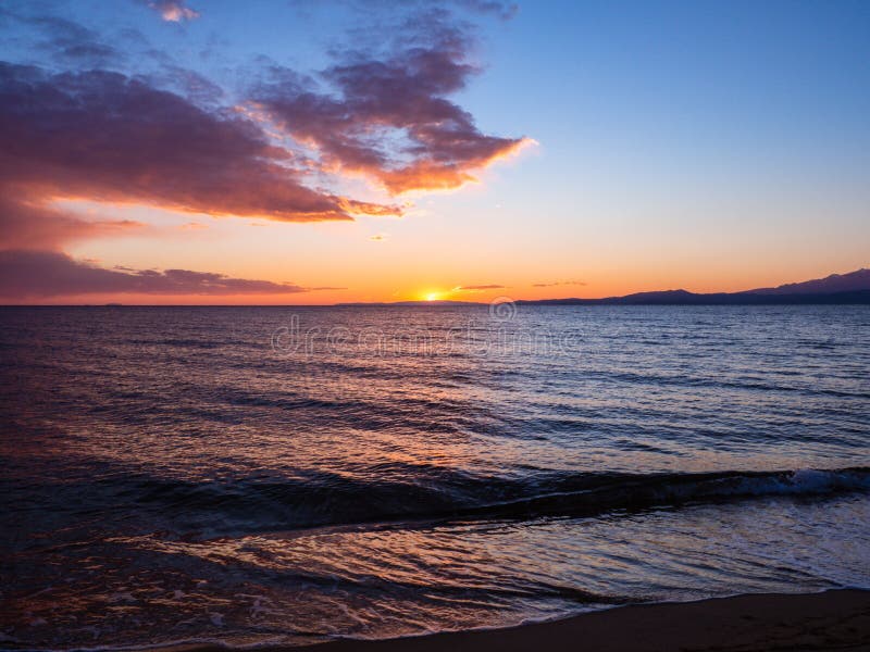 Beautiful Bright Sunset on the Beach Stock Photo - Image of relax ...