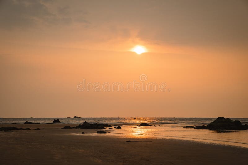 Beautiful Sunset on the Beach in Goa Stock Image - Image of sunrise ...