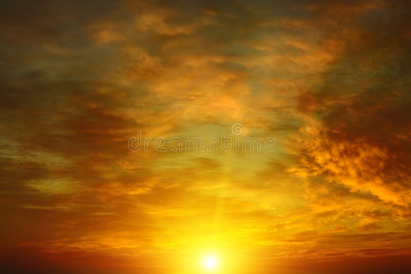 Bright Sun during a Sea Sunset. Orange Color in the Sky Stock Image ...