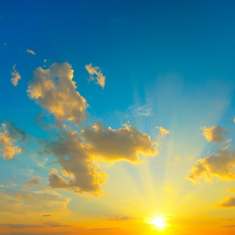 Beautiful bright sunset. stock photo. Image of cloud - 95311652