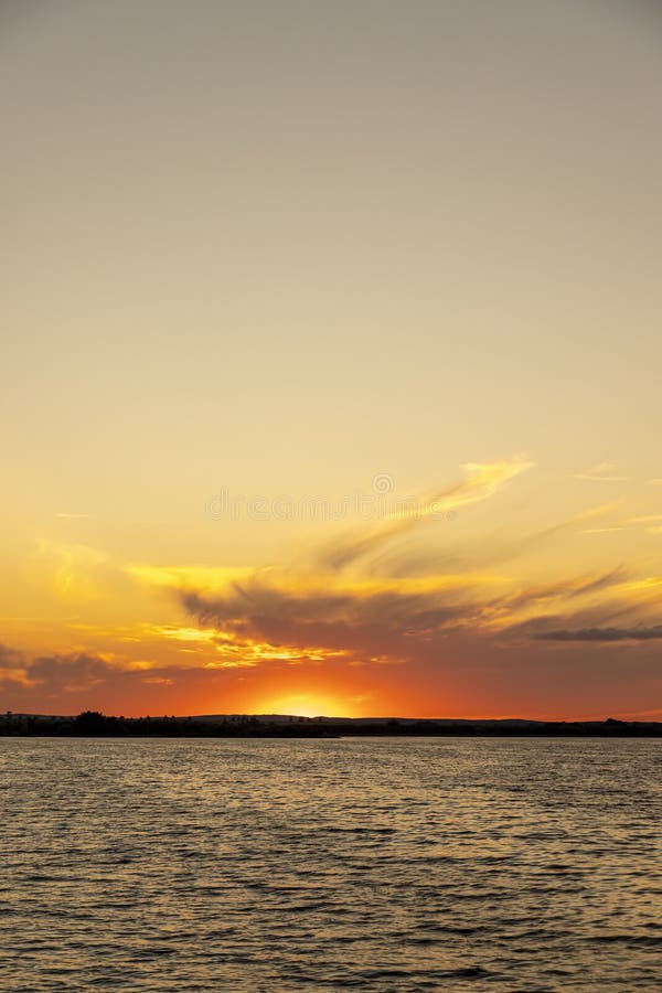 Beautiful Bright Sunset on the Lake in the Summer Stock Image - Image ...