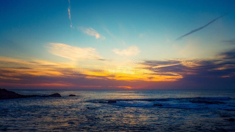 Beautiful Bright Sunset Over a Sea Shore Stock Image - Image of ...
