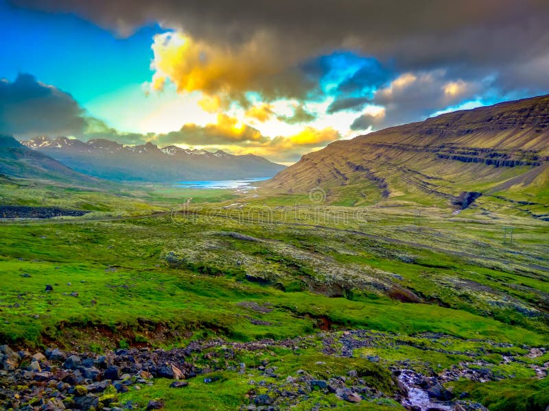 Beautiful Bright Sunset Over the Valley Stock Photo - Image of scenic ...