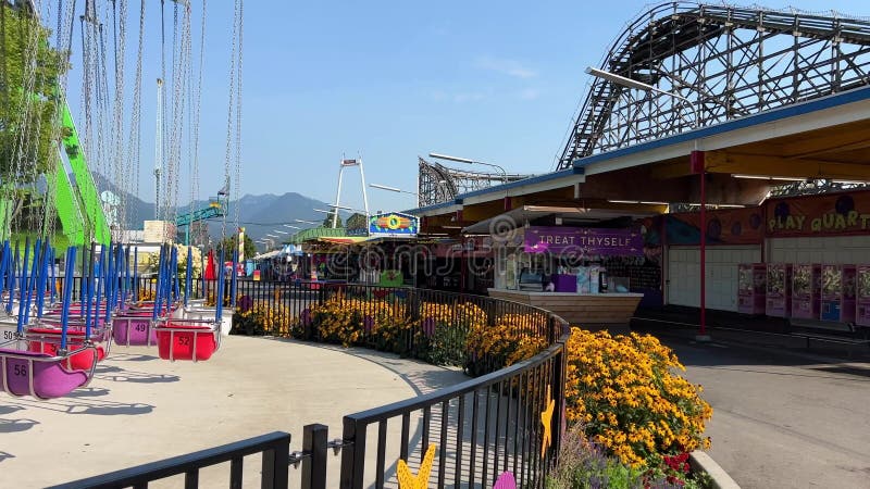 Beautiful Bright Swing Chain on Which Empty Seats Spin Preparing ...
