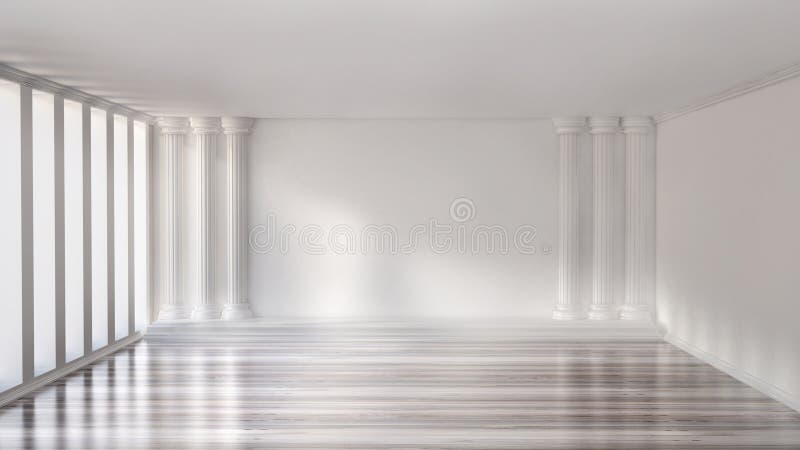 Beautiful, Bright, White, Luxurious Interior. 3d Illustration, 3d ...