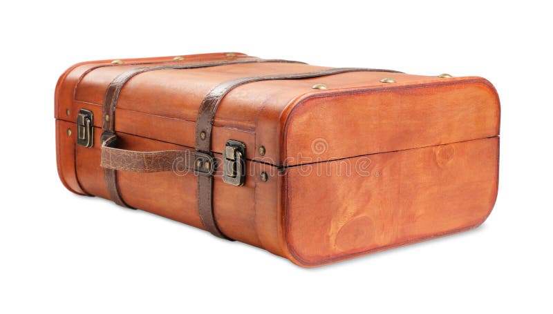 Beautiful Brown Stylish Suitcase on White Background Stock Photo ...