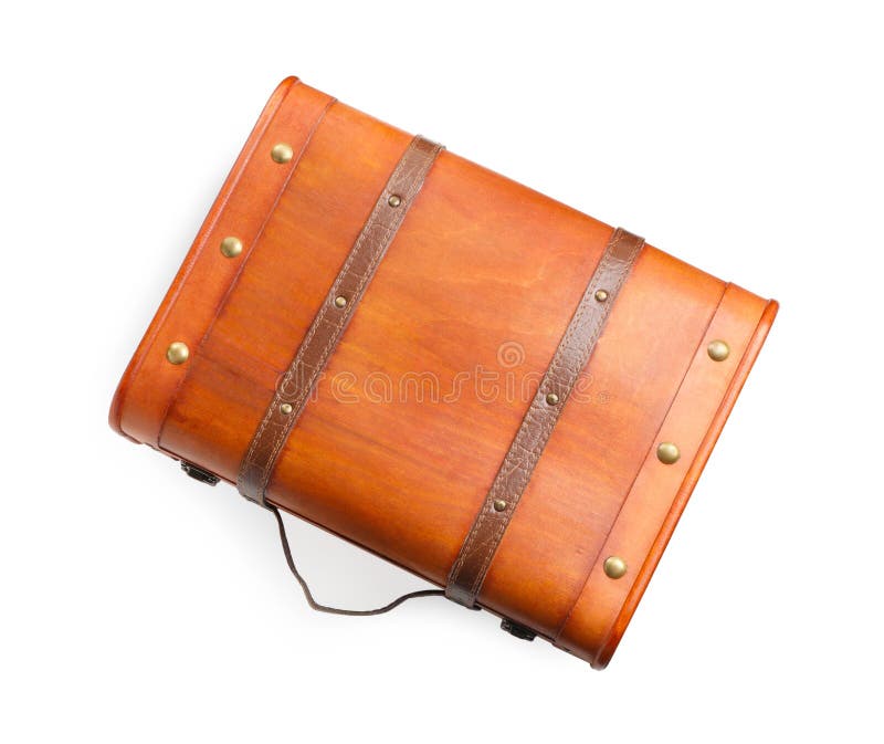 Beautiful Brown Suitcase on White Background, Top View Stock Image ...