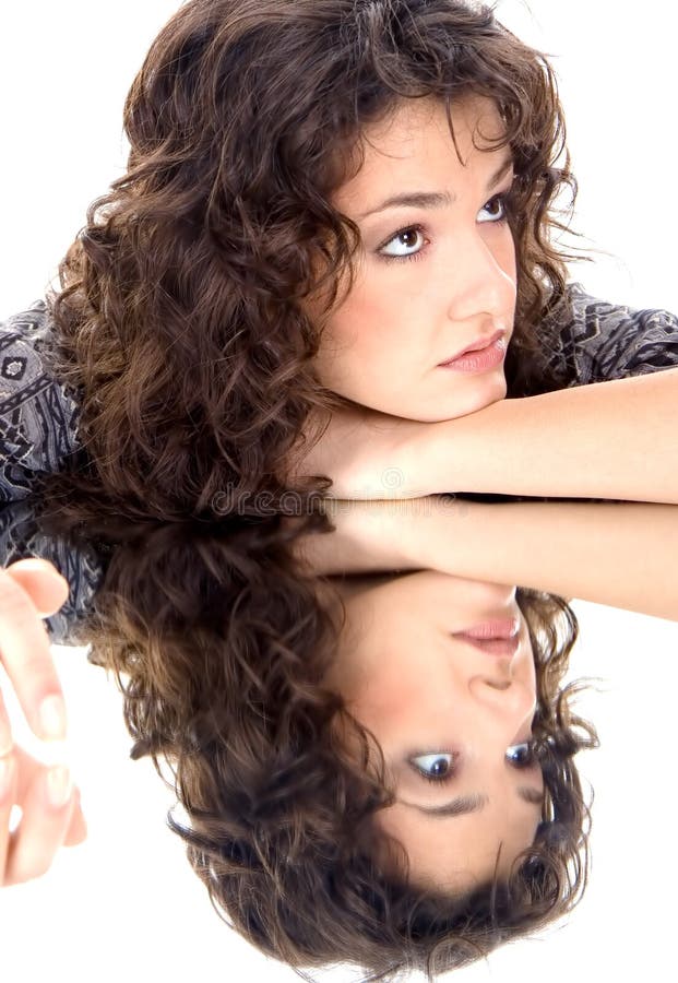 Introspective Beautiful Young Woman Stock Photo - Image of studio ...