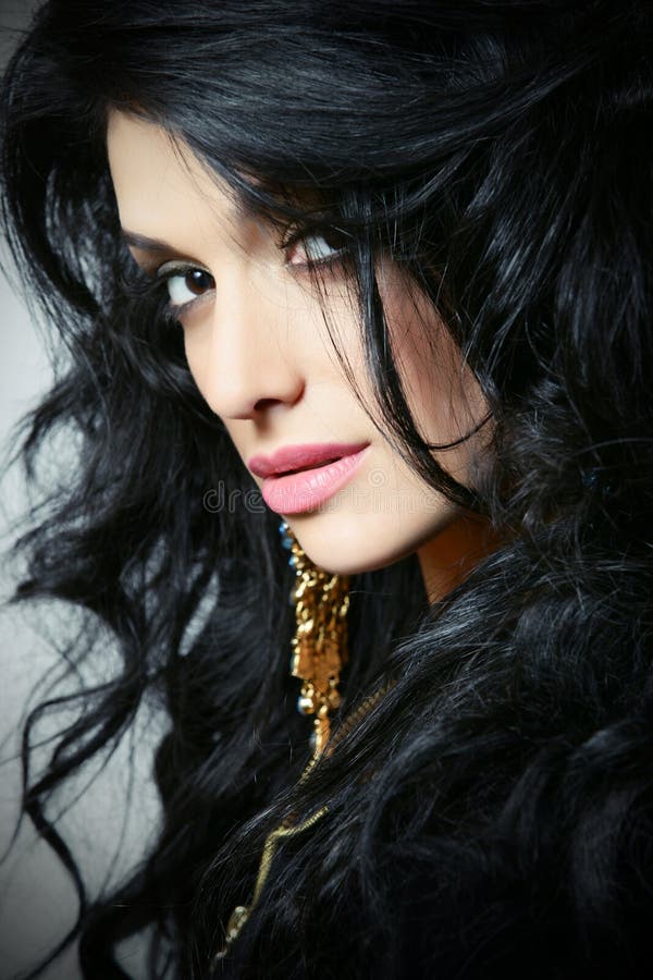 Cute Young Gypsy Girl`s Face with Frozen Eyelashes Stock Photo - Image ...