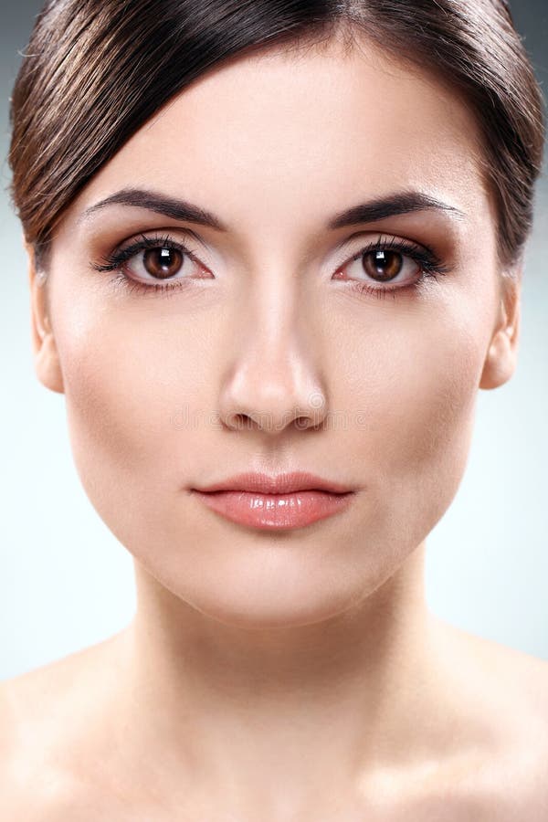 Beautiful Face of Young Woman with Clean Skin. Stock Photo - Image of ...