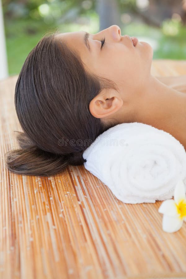 Beautiful Brunette Relaxing On Massage Table Stock Image Image Of