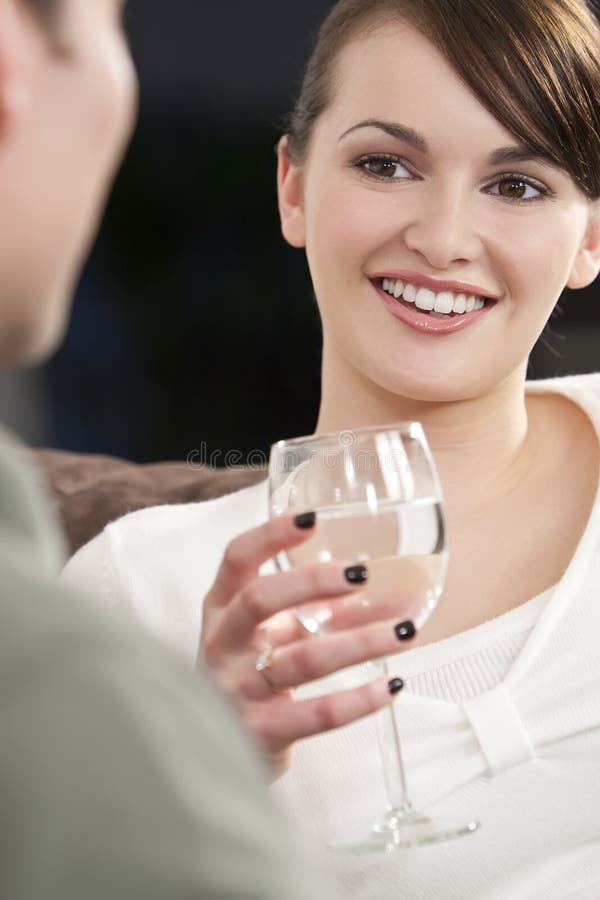Beautiful Brunette Woman on a Romantic Date Stock Photo - Image of ...