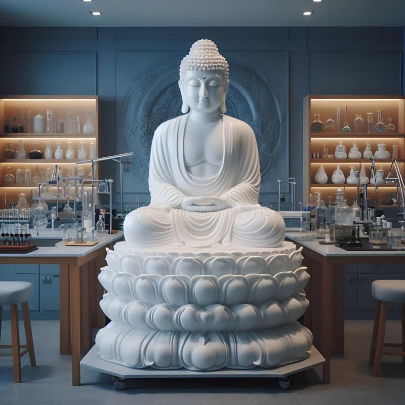 A Beautiful Buddha Statue in Science Lab. Stock Illustration ...