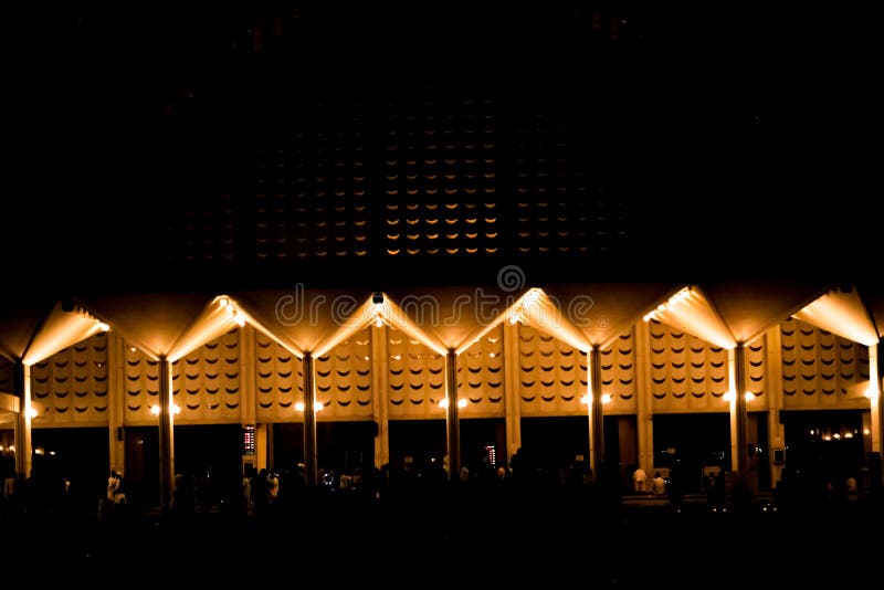 Beautiful Building Blooming with Lights at Night Stock Image - Image of ...