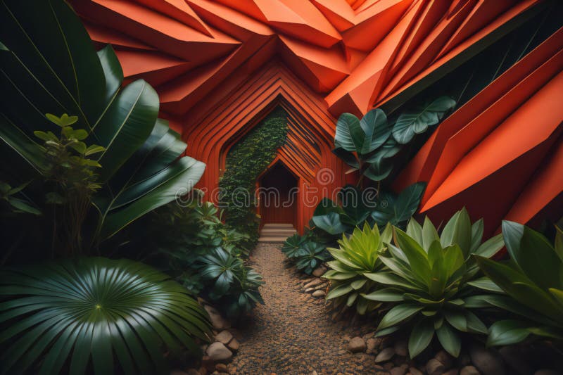 A Beautiful Building in the Middle of the Jungle. Generative Ai Stock ...