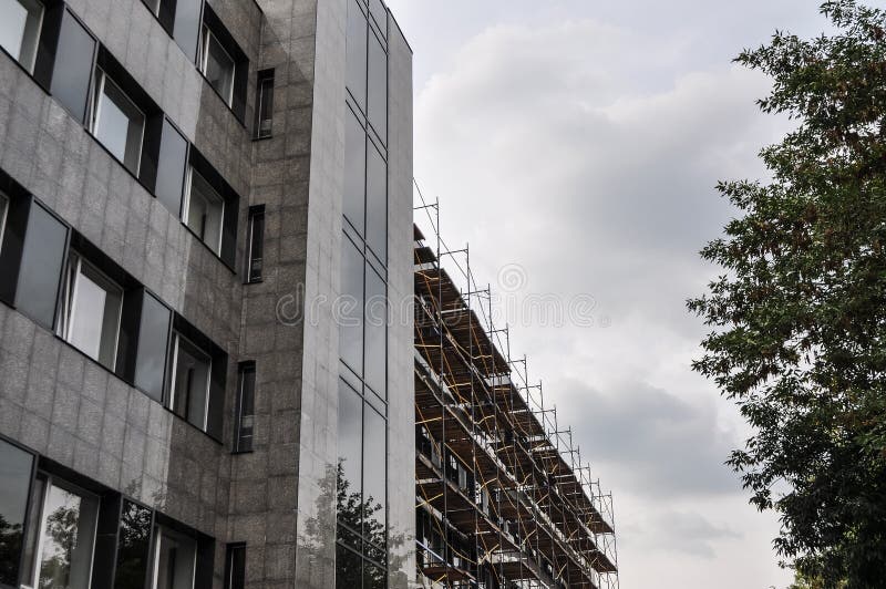 Beautiful Building Under Construction and Clouds Stock Image - Image of ...