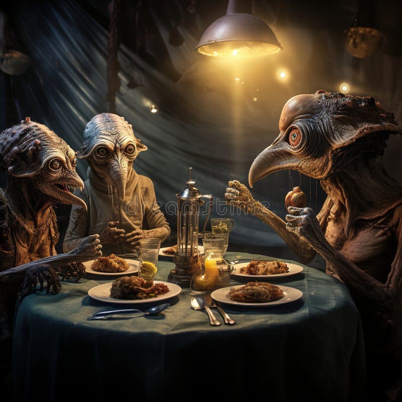 A Bunch of Aliens Sumptuous Dinner at a High Table Extraterrestrial ...