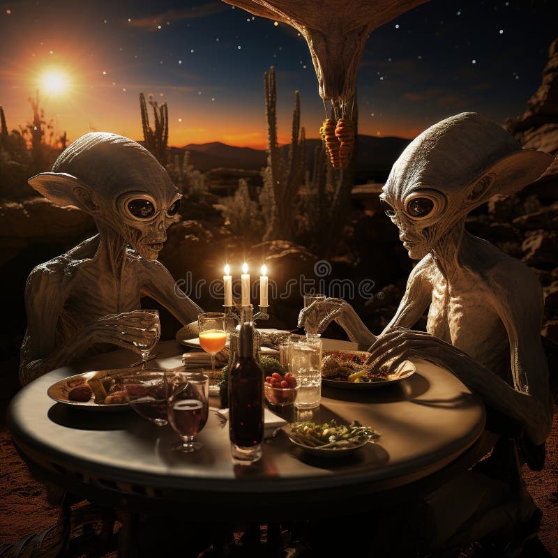 A Bunch of Aliens Sumptuous Dinner at a High Table Extraterrestrial ...
