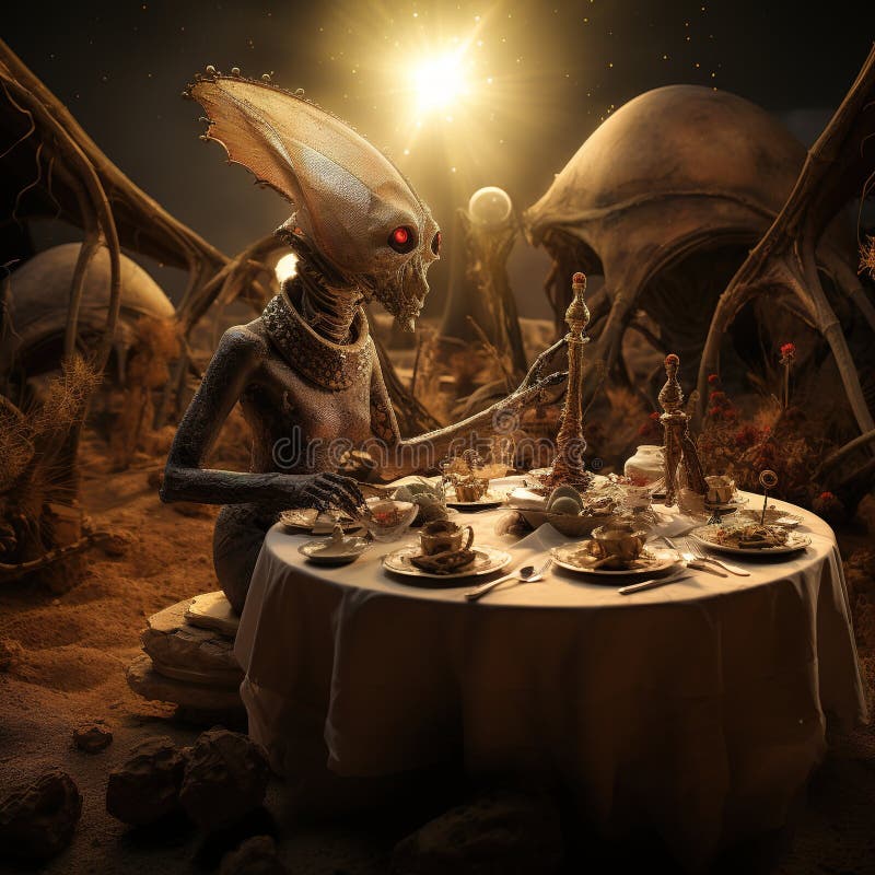 A Bunch of Aliens Sumptuous Dinner at a High Table Extraterrestrial ...