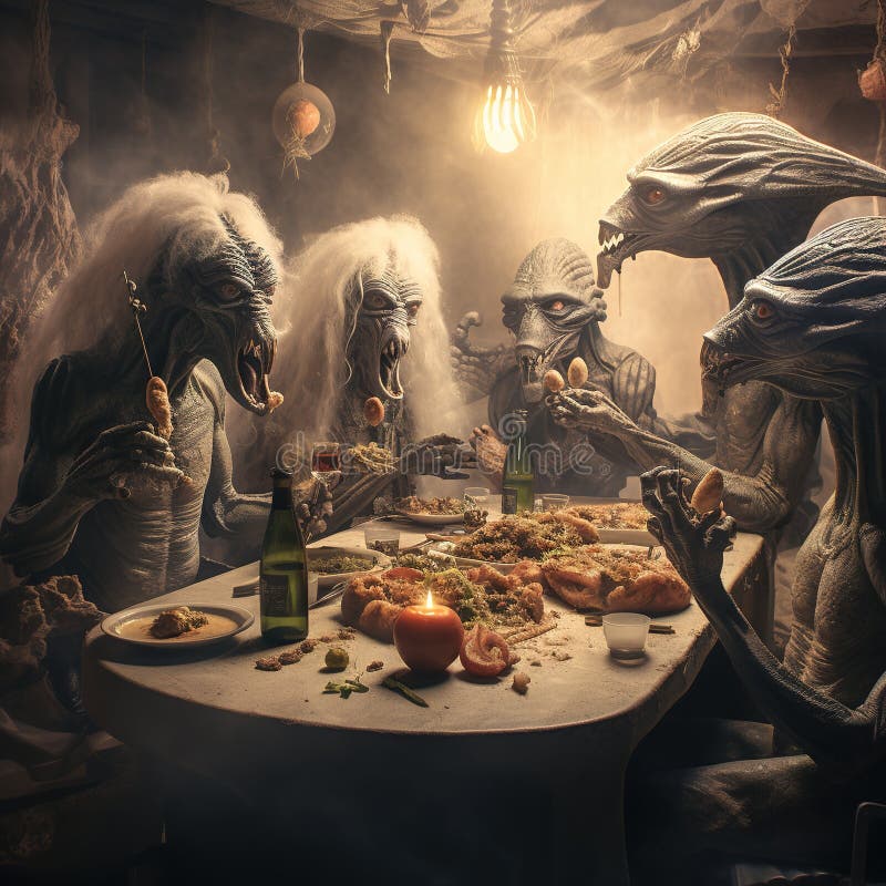 A Bunch of Aliens Sumptuous Dinner at a High Table Extraterrestrial ...