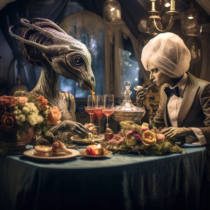 A Bunch of Aliens Sumptuous Dinner at a High Table Extraterrestrial ...