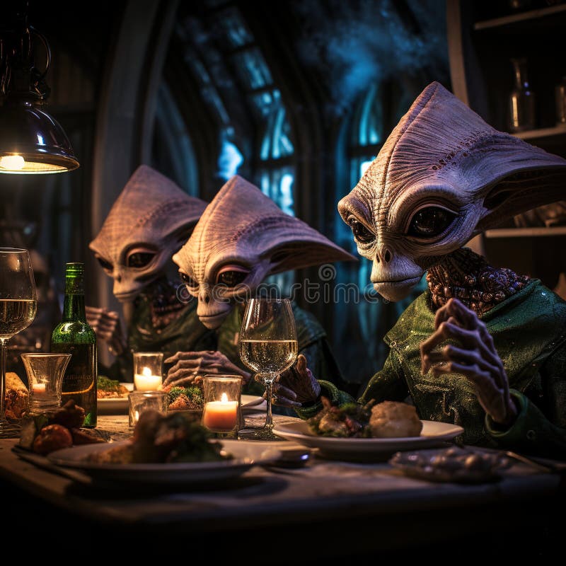A Bunch of Aliens Sumptuous Dinner at a High Table Extraterrestrial ...