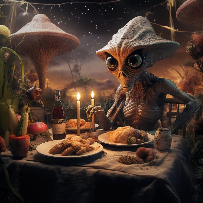 A Bunch of Aliens Sumptuous Dinner at a High Table Extraterrestrial ...