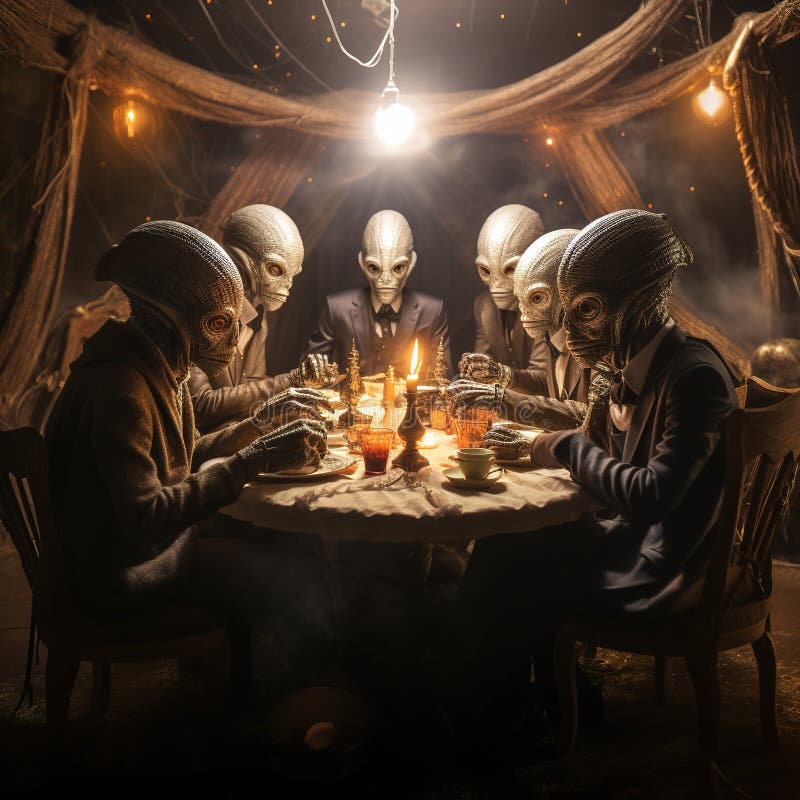 A Bunch of Aliens Sumptuous Dinner at a High Table Extraterrestrial ...