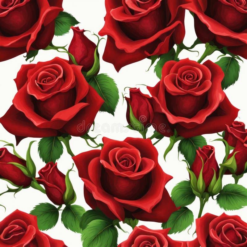 A Beautiful Bunch of Red Roses on a White Background Stock Illustration ...