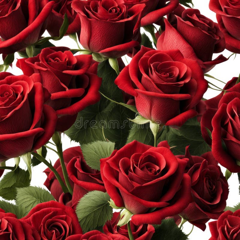 A Beautiful Bunch of Red Roses on a White Background Stock Illustration ...