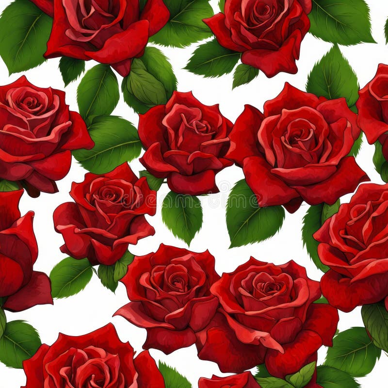 A Beautiful Bunch of Red Roses on a White Background Stock Illustration ...