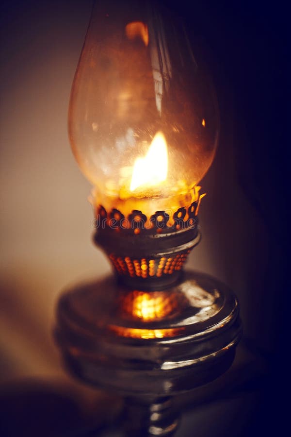 Beautiful Burning Vintage Old Kerosene Lamp Stock Photo - Image of ...
