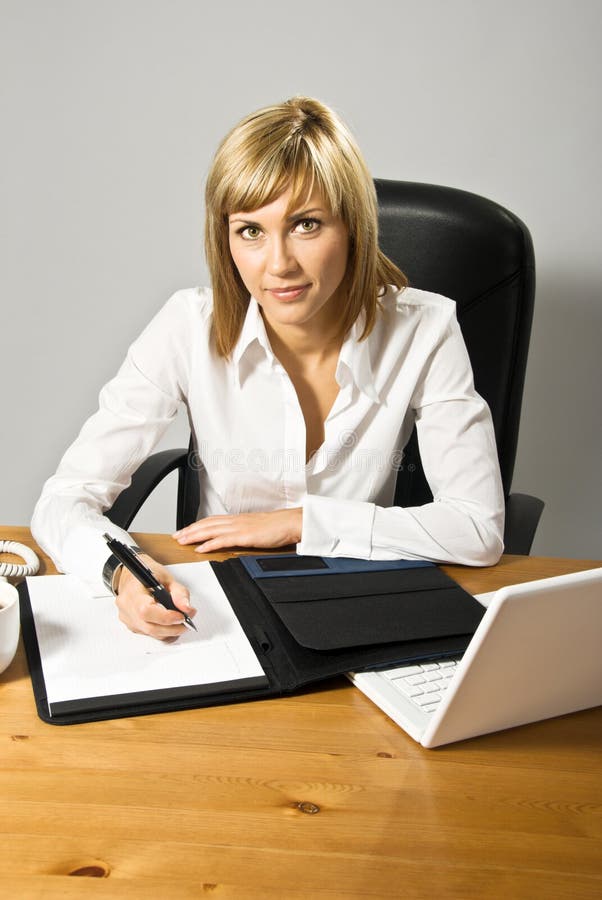 Beautiful Business Lady at Desk Stock Image - Image of businesswoman ...