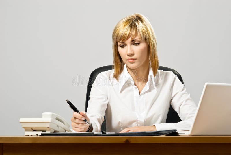 Beautiful Business Lady with Laptop Stock Photo - Image of computer ...