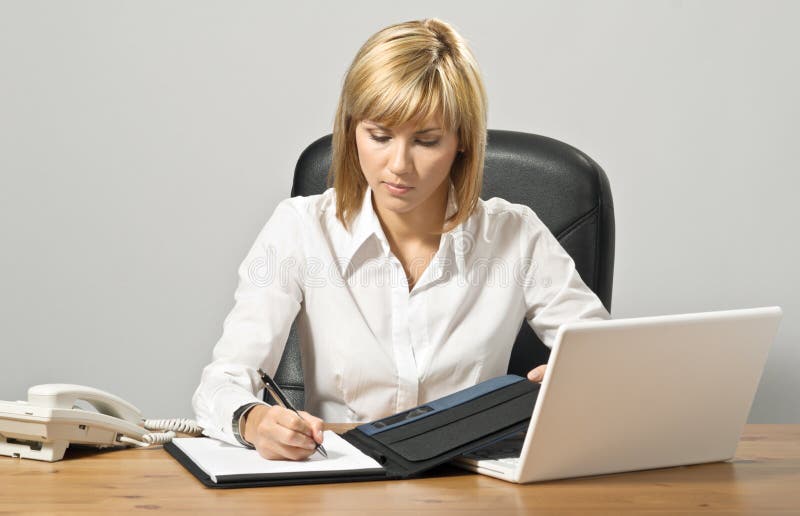 Beautiful Business Lady with Laptop Stock Photo - Image of elegant ...