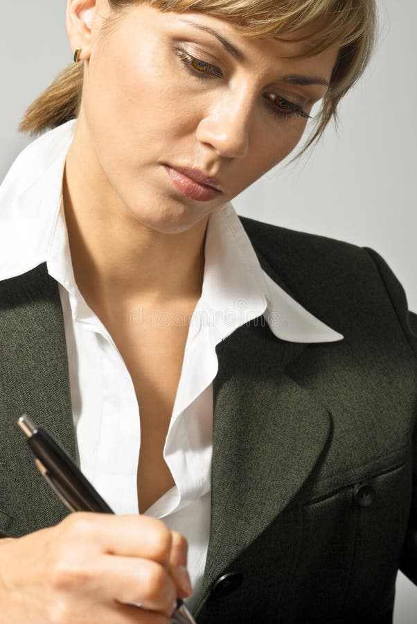 Beautiful Business Lady Writing Stock Photo - Image of businesswoman ...