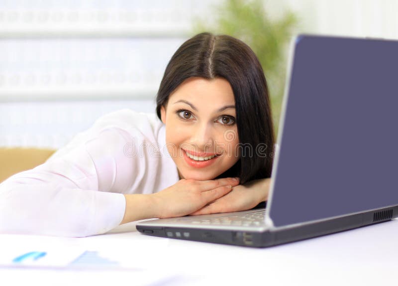 The Beautiful Business Woman Stock Image - Image of manager, computer ...
