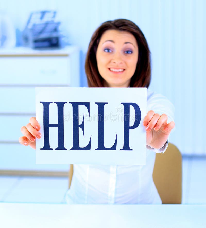 Help stock photo. Image of sign, overworked, woman, problem - 38994882