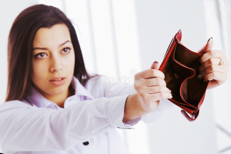 Beautiful Business Woman with Empty Wallet Stock Image - Image of card ...