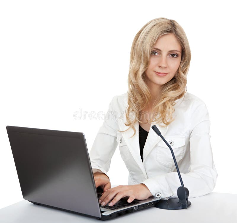 Beautiful Business Woman with a Laptop Stock Photo - Image of computer ...